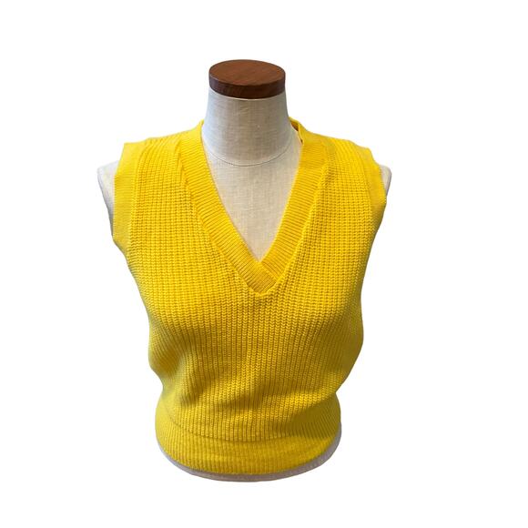 Vintage | Sweaters | Vintage 8s Kate Collins Lemon Yellow Acrylic V ...